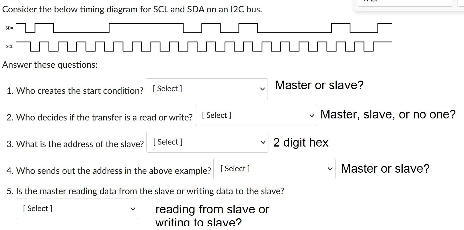 Solved Consider the below timing diagram for SCL and SDA on | Chegg.com