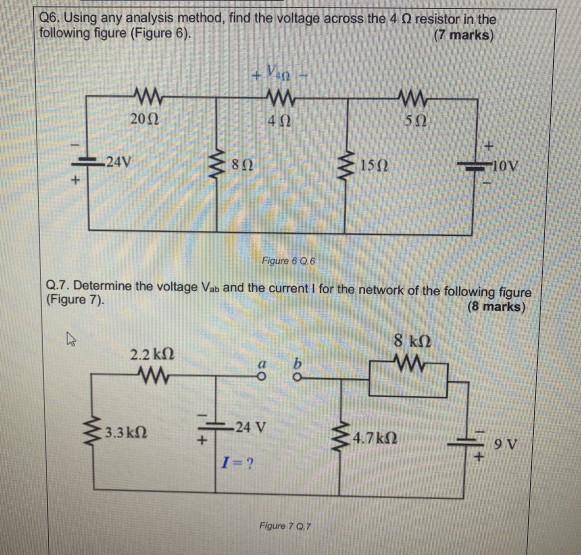 Solved Q6. ﻿Using any analysis method, find the voltage | Chegg.com