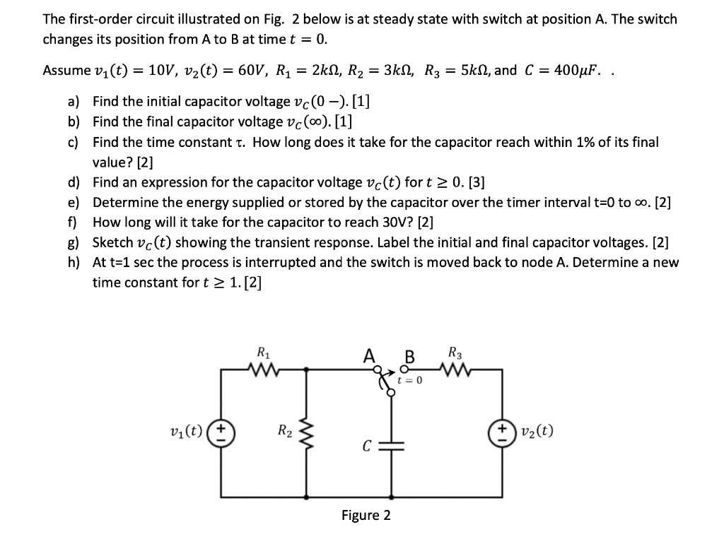 Solved The first-order circuit illustrated on Fig. 2 below | Chegg.com