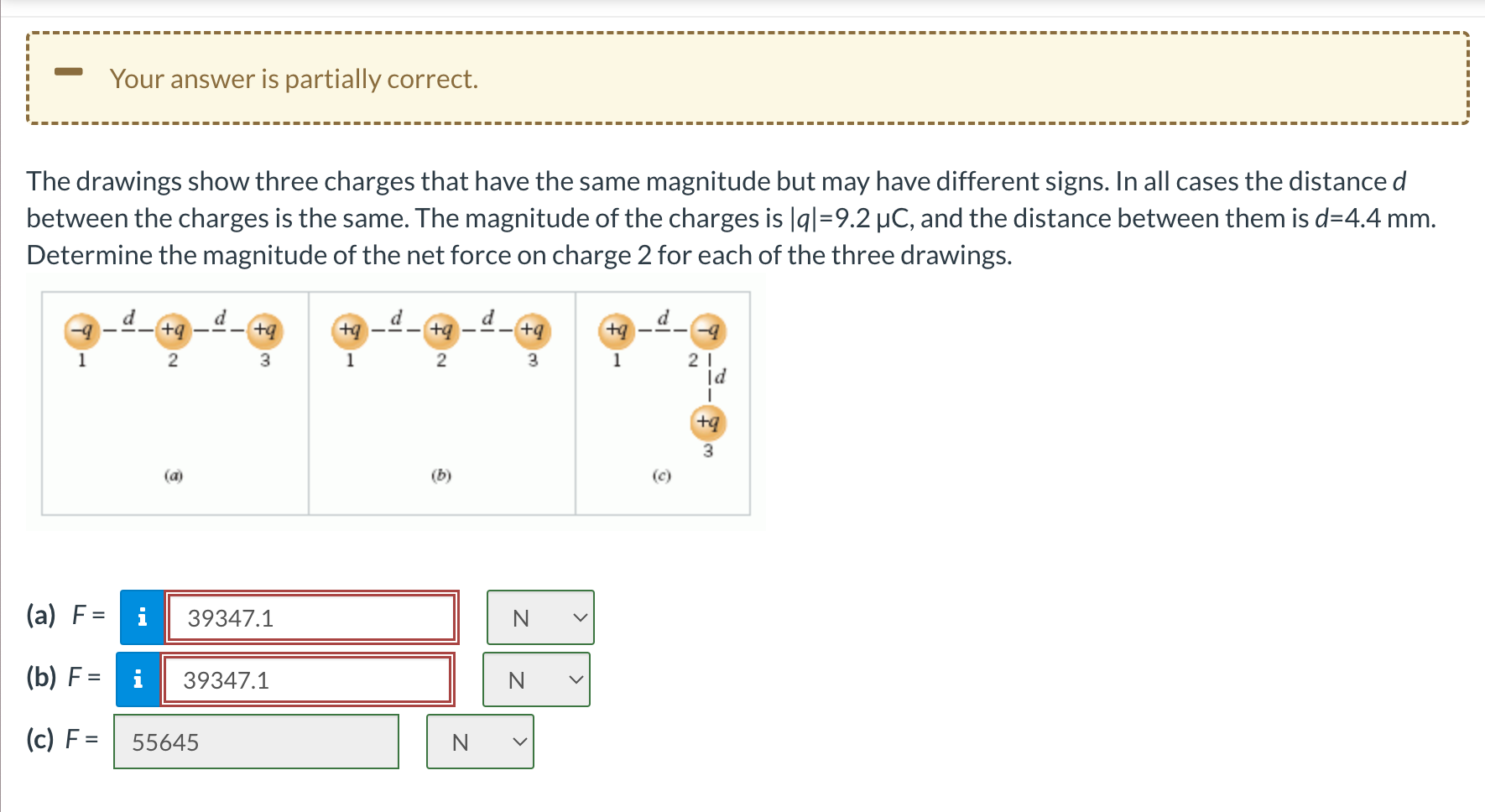 Solved Your answer is partially correct.The drawings show | Chegg.com