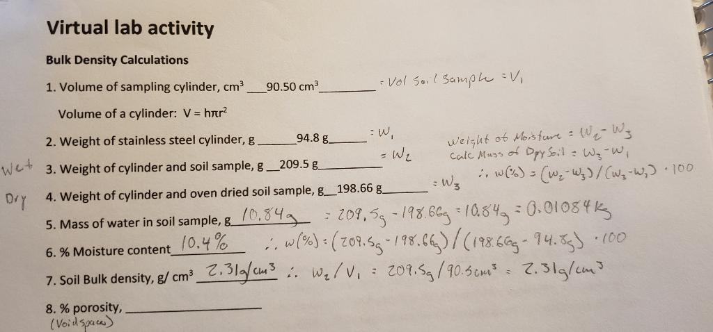 Solved Virtual lab activity Bulk Density Calculations 1. | Chegg.com