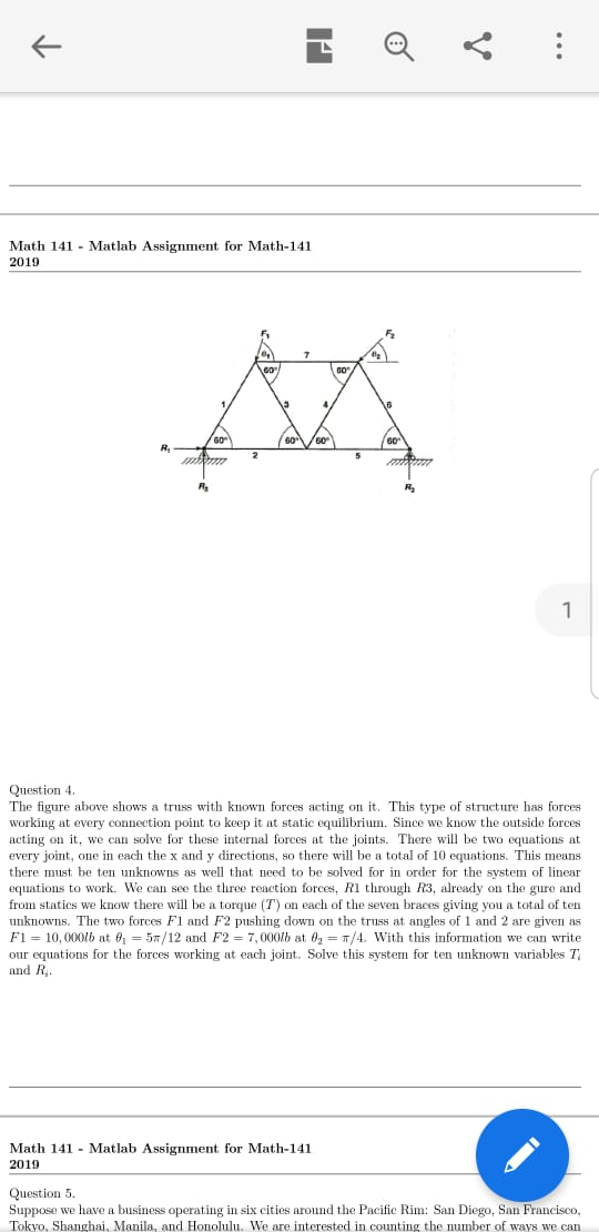 Math 141 - Matlab Assignment for Math-141 2019 | Chegg.com