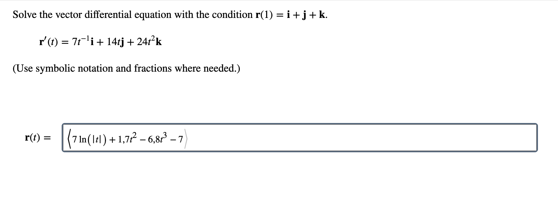 Solve the vector differential equation with the | Chegg.com