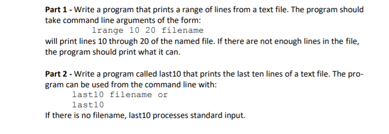 Solved Part 1 Write Program Prints Range Lines Text File