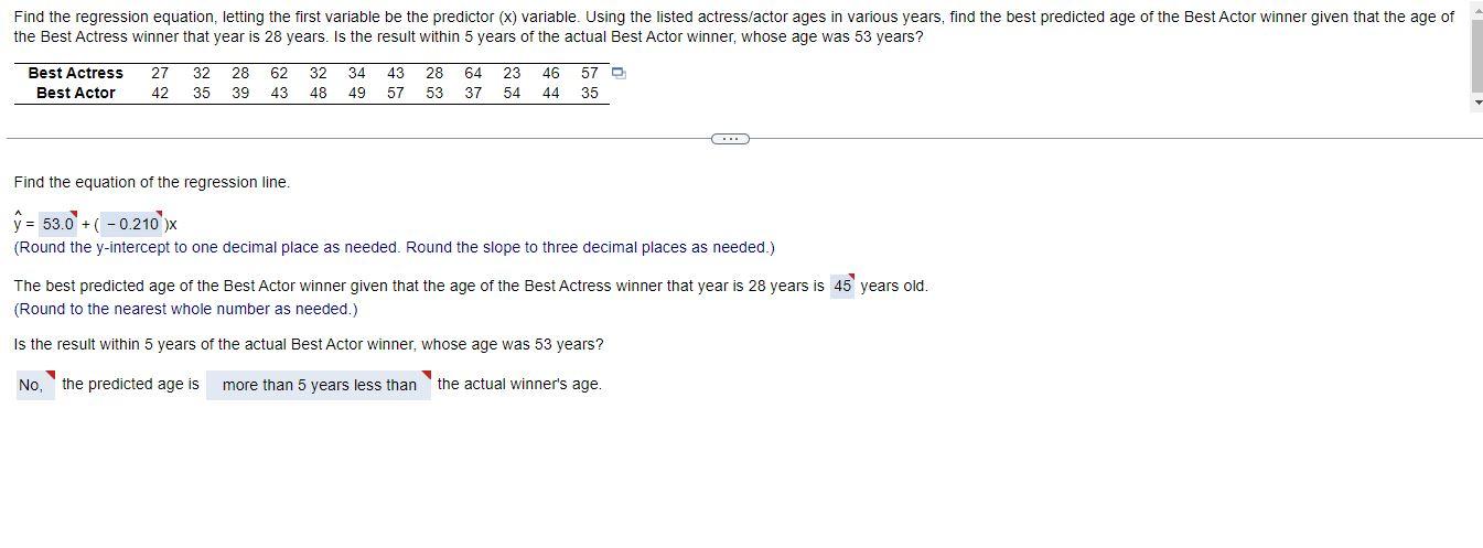 Solved Find the regression equation, letting the first | Chegg.com