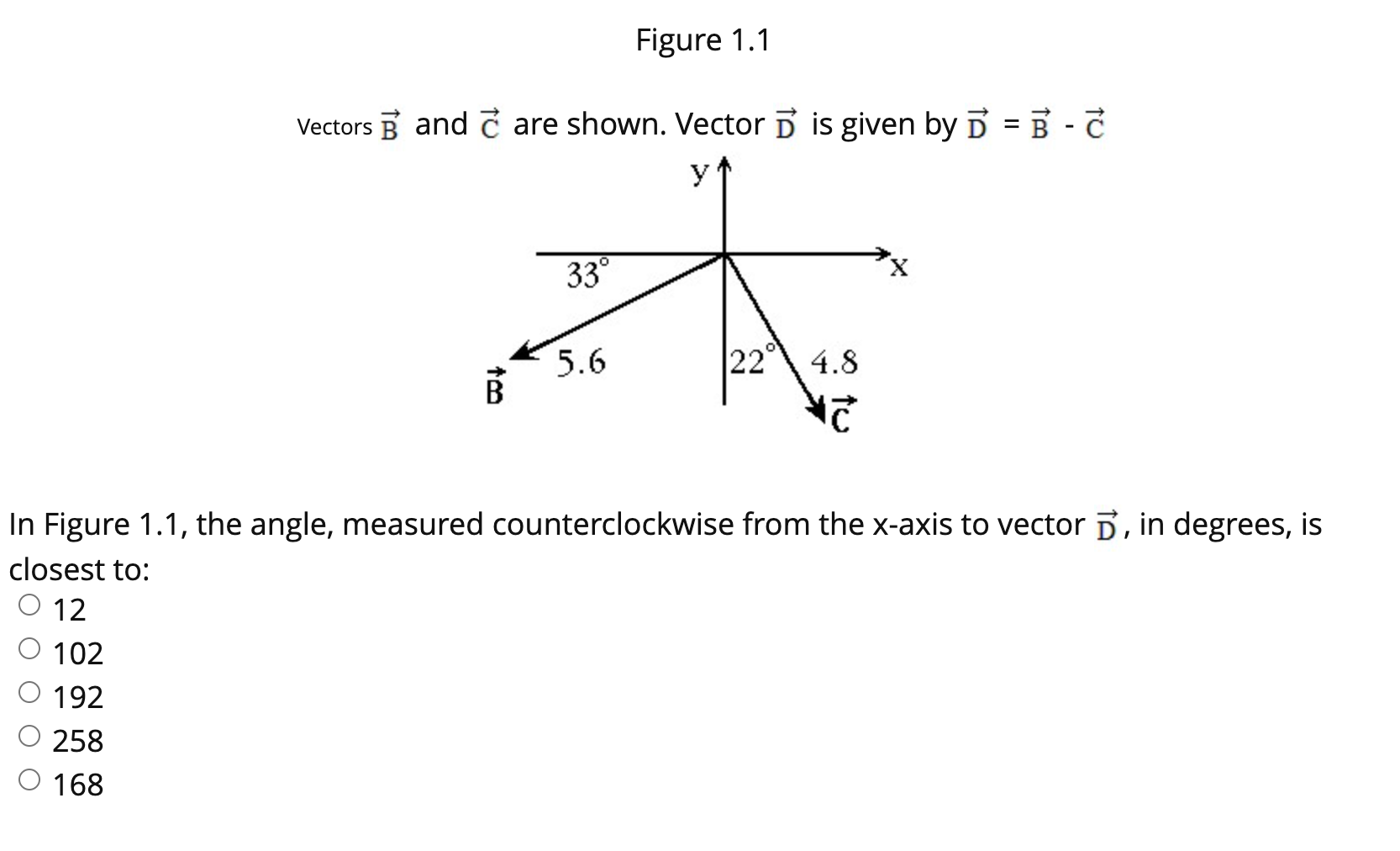 Solved Figure 1.1 = Vectors B and C are shown. Vector D is | Chegg.com