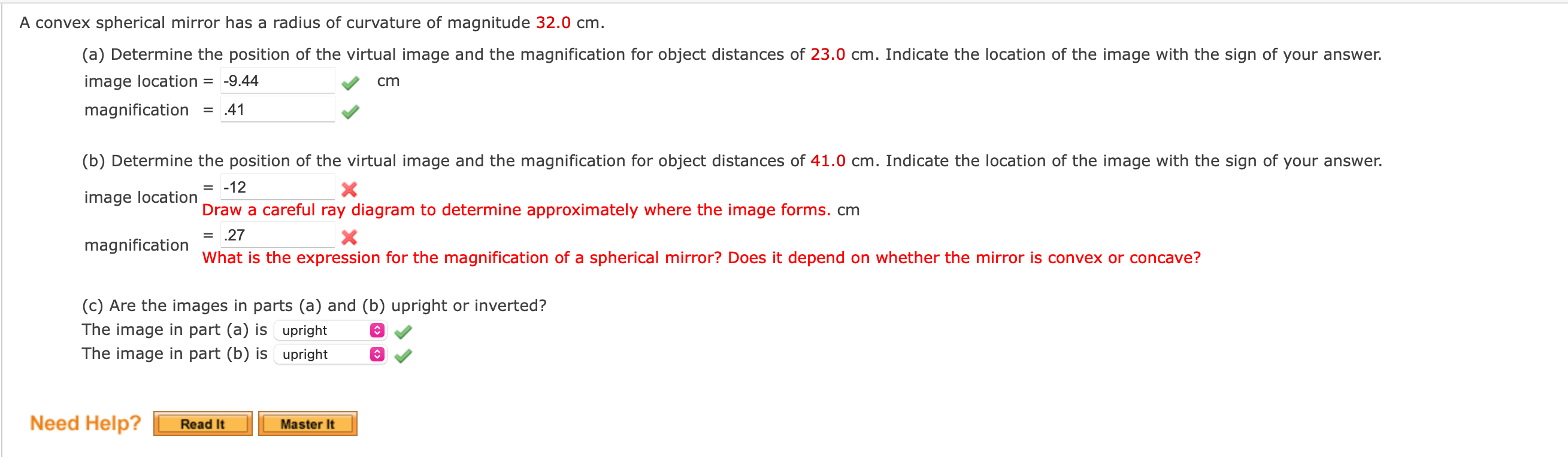 Solved A convex spherical mirror has a radius of curvature | Chegg.com
