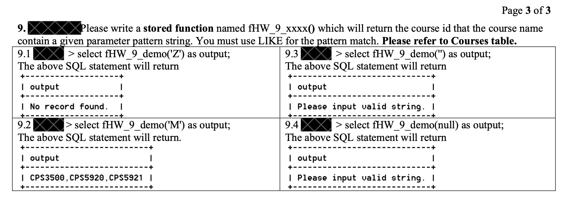 Page 3 of 3 9. Please write a stored function named | Chegg.com
