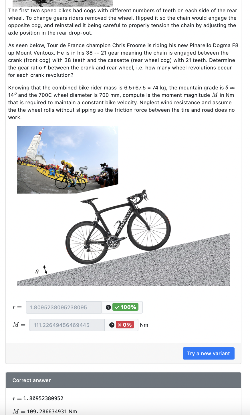 Solved The first two speed bikes had cogs with different | Chegg.com