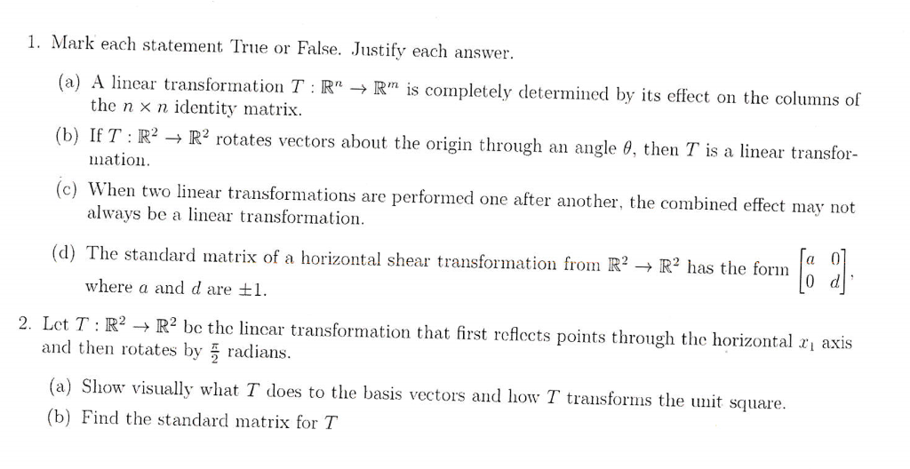 Solved 1. Mark each statement True or False. Justify each | Chegg.com