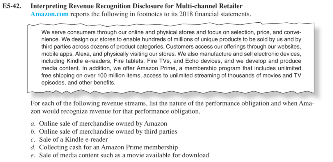 E5-42. Interpreting Revenue Recognition Disclosure | Chegg.com