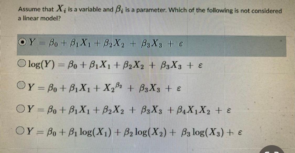 Solved Assume that Xi is a variable and βi is a parameter. | Chegg.com