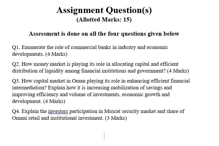 Solved Assignment Question(s) (Allotted Marks: 15) | Chegg.com