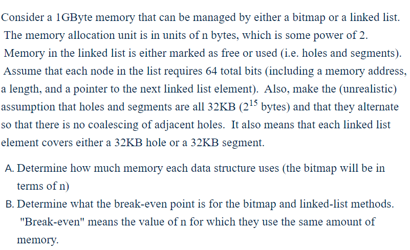 Consider a 1GByte memory that can be managed by | Chegg.com