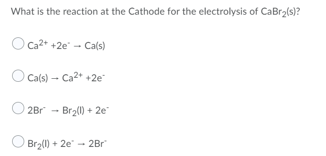 Solved What is the reaction at the Cathode for the | Chegg.com