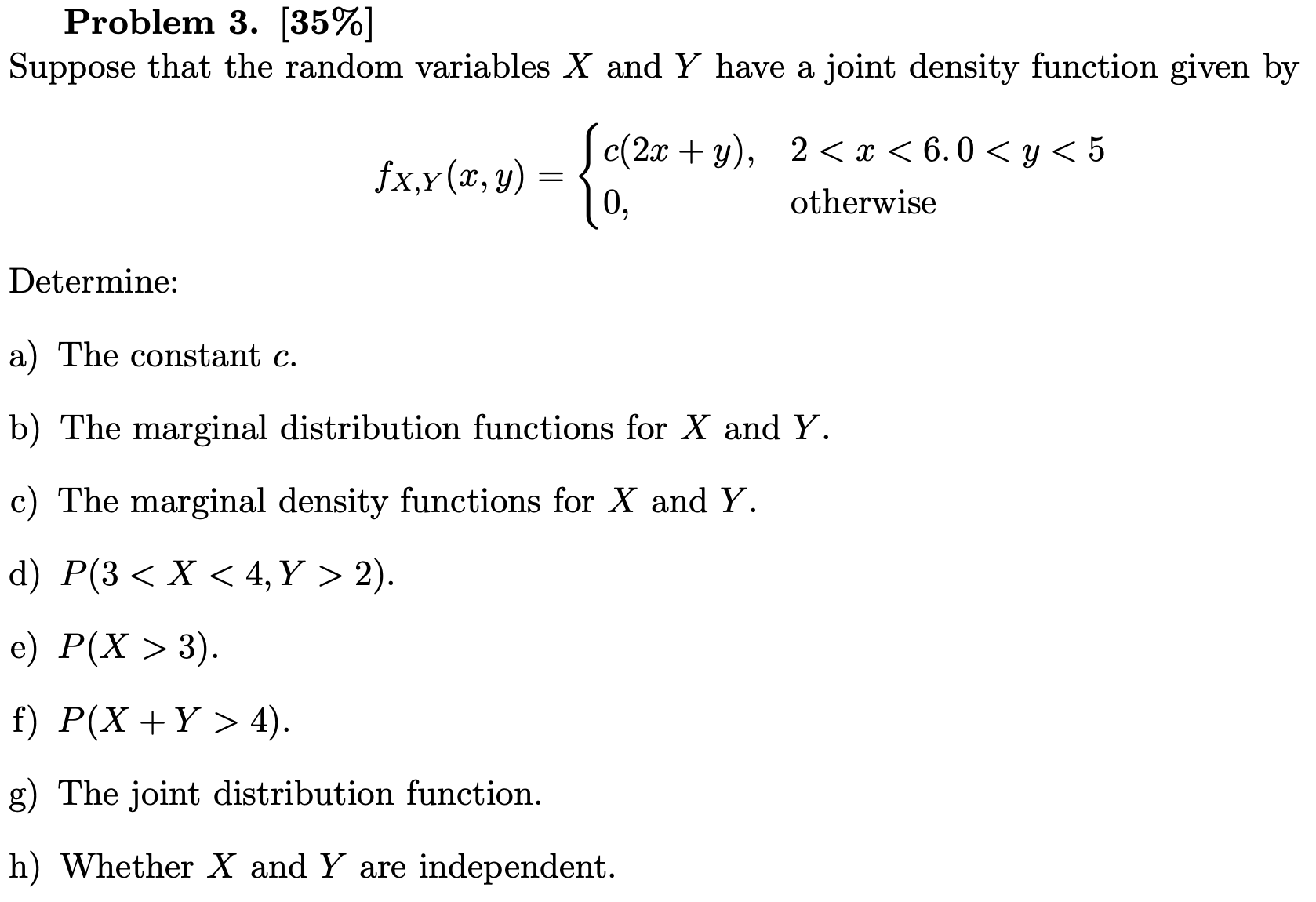 Solved Problem 3. [35\%] Suppose that the random variables X | Chegg.com