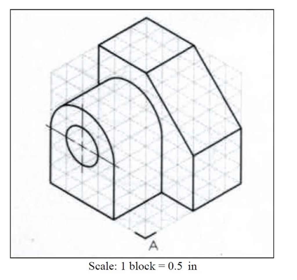 Solved Sketch the orthographic multi-view of the shape shown | Chegg.com