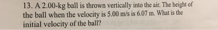 Solved A 2.00-kg ball is thrown vertically into the air. The | Chegg.com
