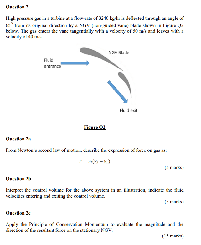 Solved Question 2High pressure gas in a turbine at a | Chegg.com