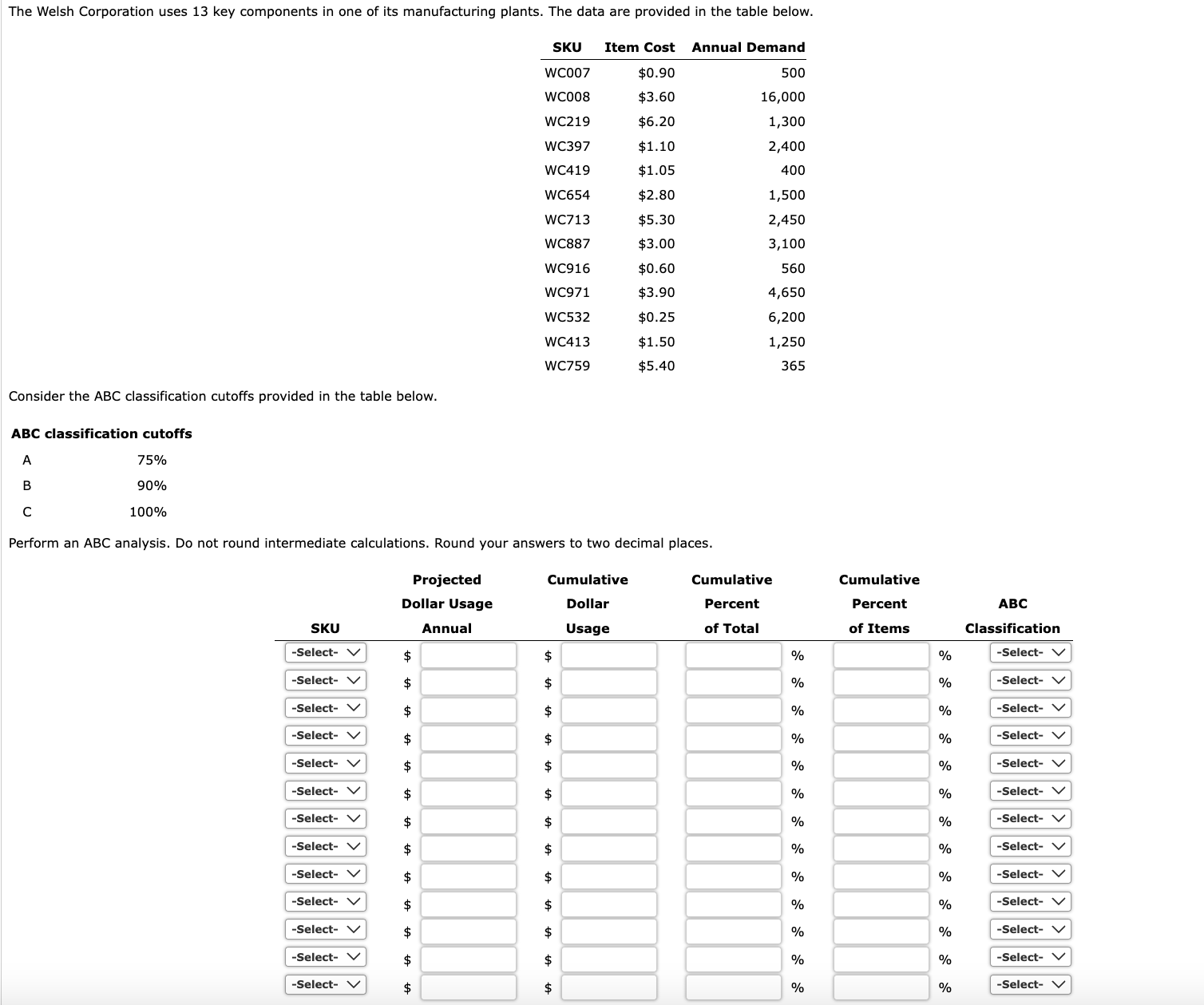 [Solved]: 11.1 Consider the ABC classification cutoffs provi