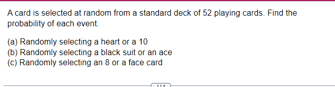 Solved A card is selected at random from a standard deck of | Chegg.com