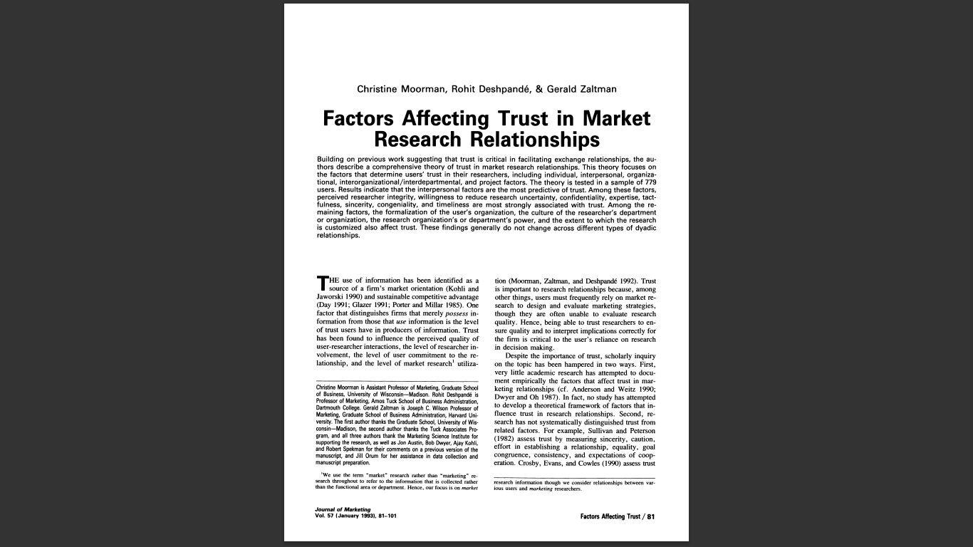 Solved Eactors Affecting Trust in Market Research | Chegg.com