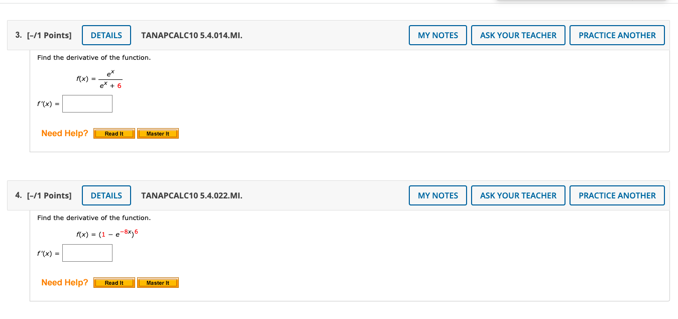 Solved 3. [-/1 Points) DETAILS TANAPCALC10 5.4.014.MI. MY | Chegg.com