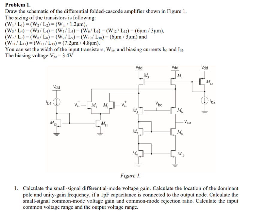 Problem 1. Draw the schematic of the differential | Chegg.com