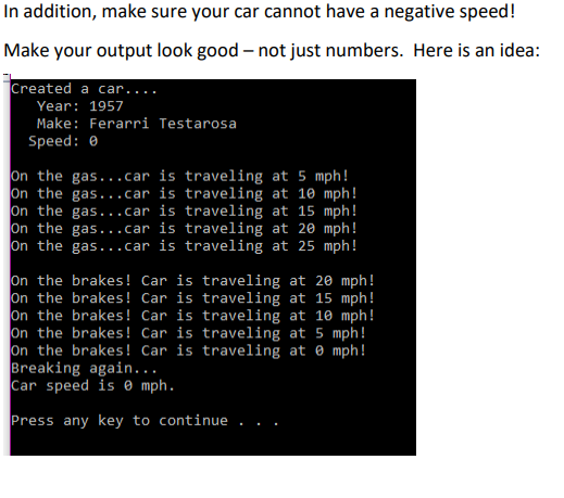 Solved Write a class named car that has the following member | Chegg.com