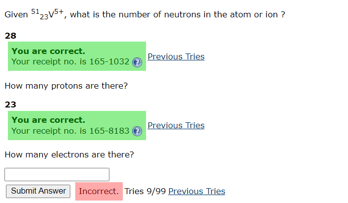 Solved Given 5123 V5+, what is the number of neutrons in the | Chegg.com