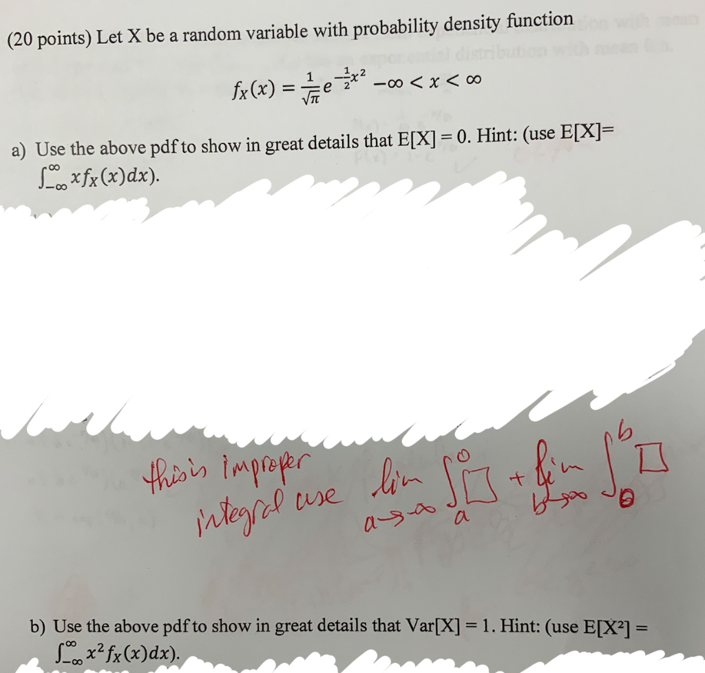 Solved (20 points) Let X be a random variable with | Chegg.com