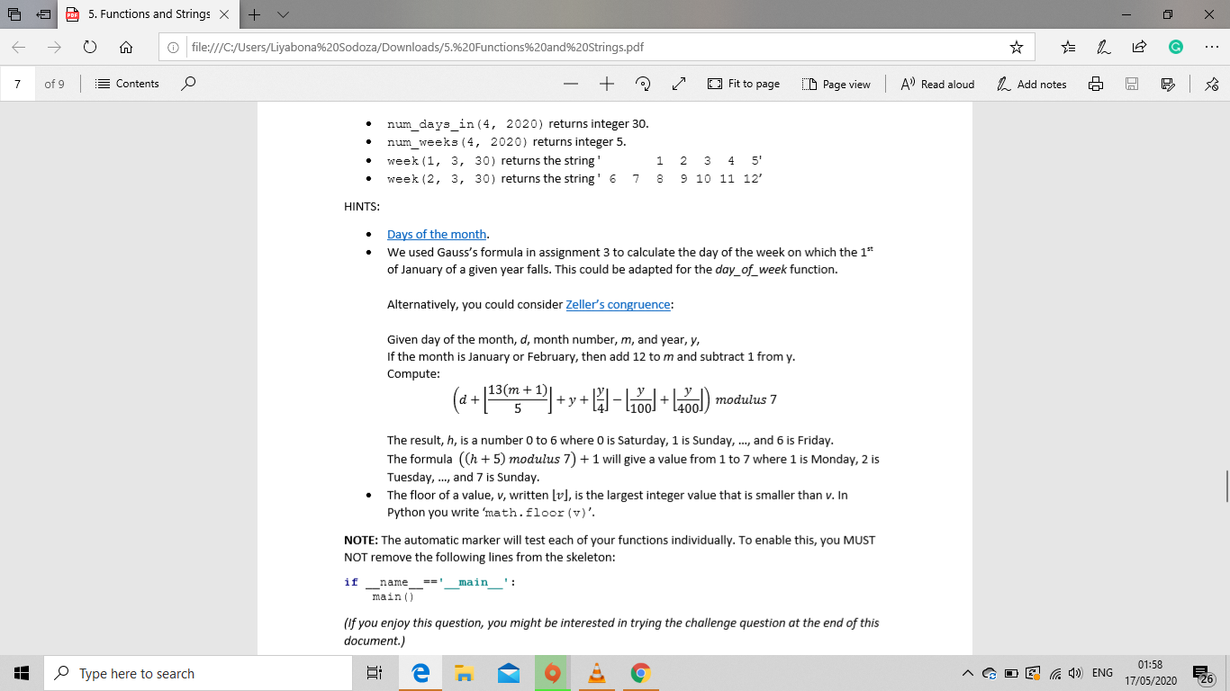 5. Functions and Strings X + X | Chegg.com