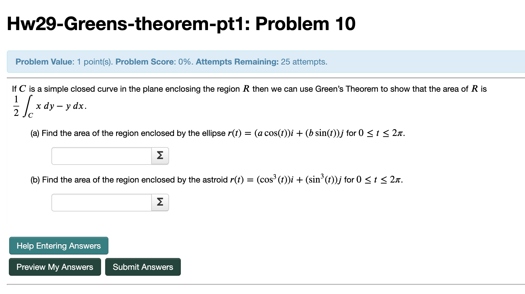 Solved Hw29-Greens-theorem-pt1: Problem 10 Problem Value: 1 | Chegg.com