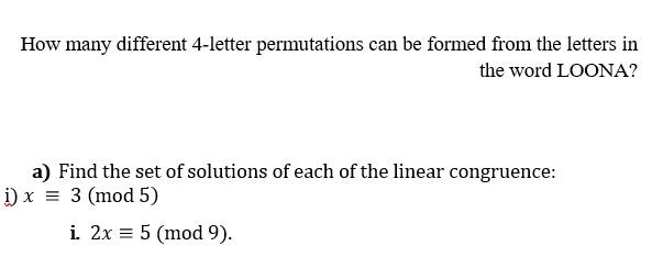 Solved How Many Different 4 Letter Permutations Can Be