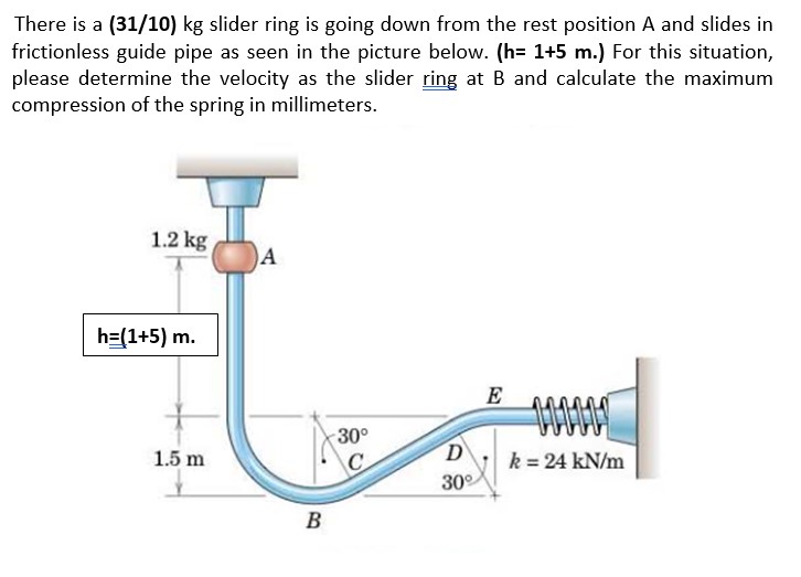Solved There is a (3110)kg ﻿slider ring is going down from | Chegg.com