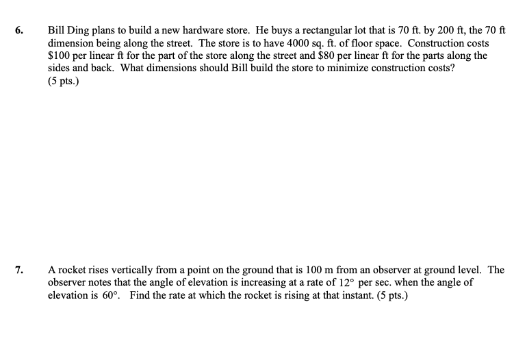 Solved 6. Bill Ding plans to build a new hardware store. He | Chegg.com