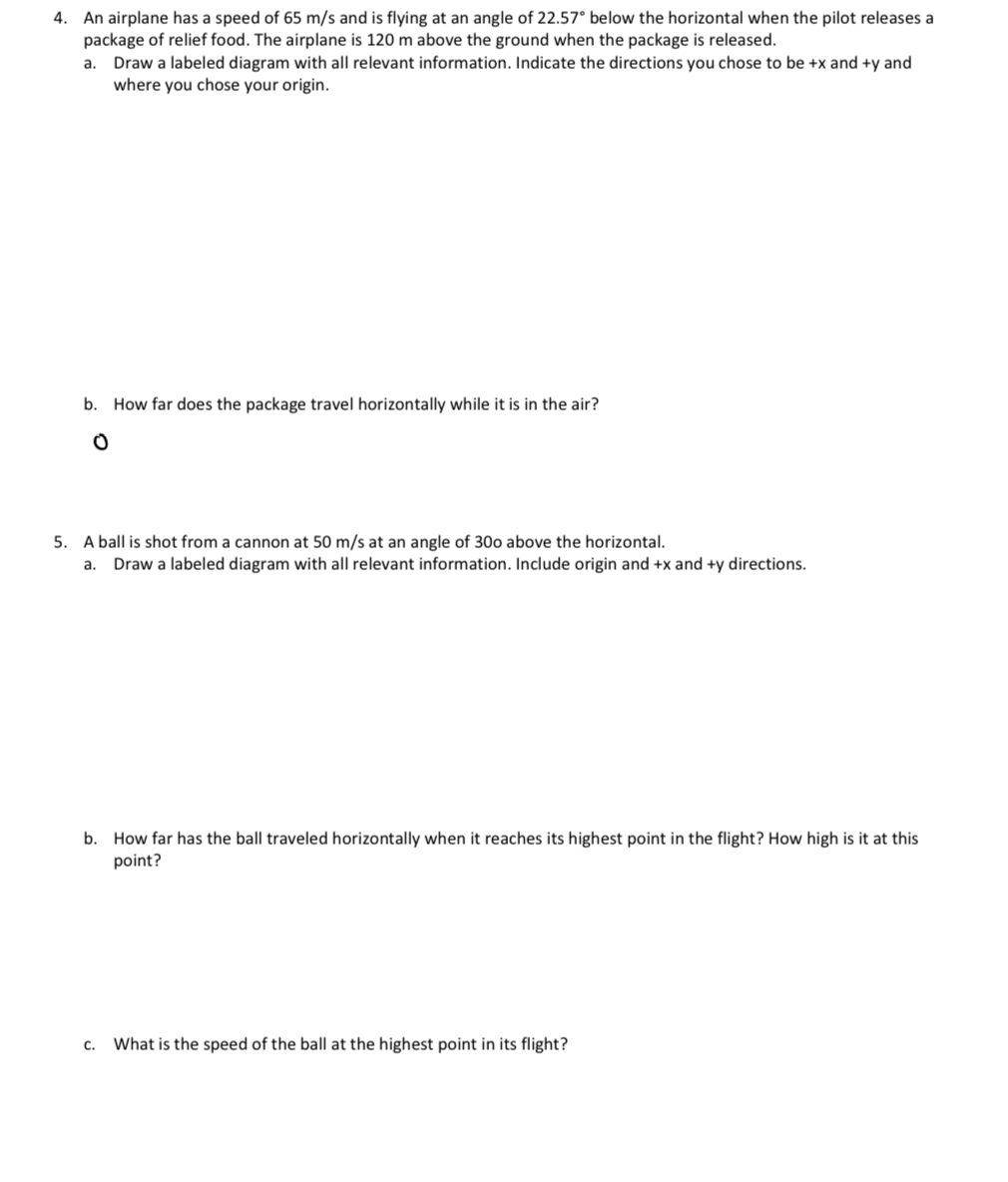 Solved 4. An airplane has a speed of 65 m/s and is flying at | Chegg.com