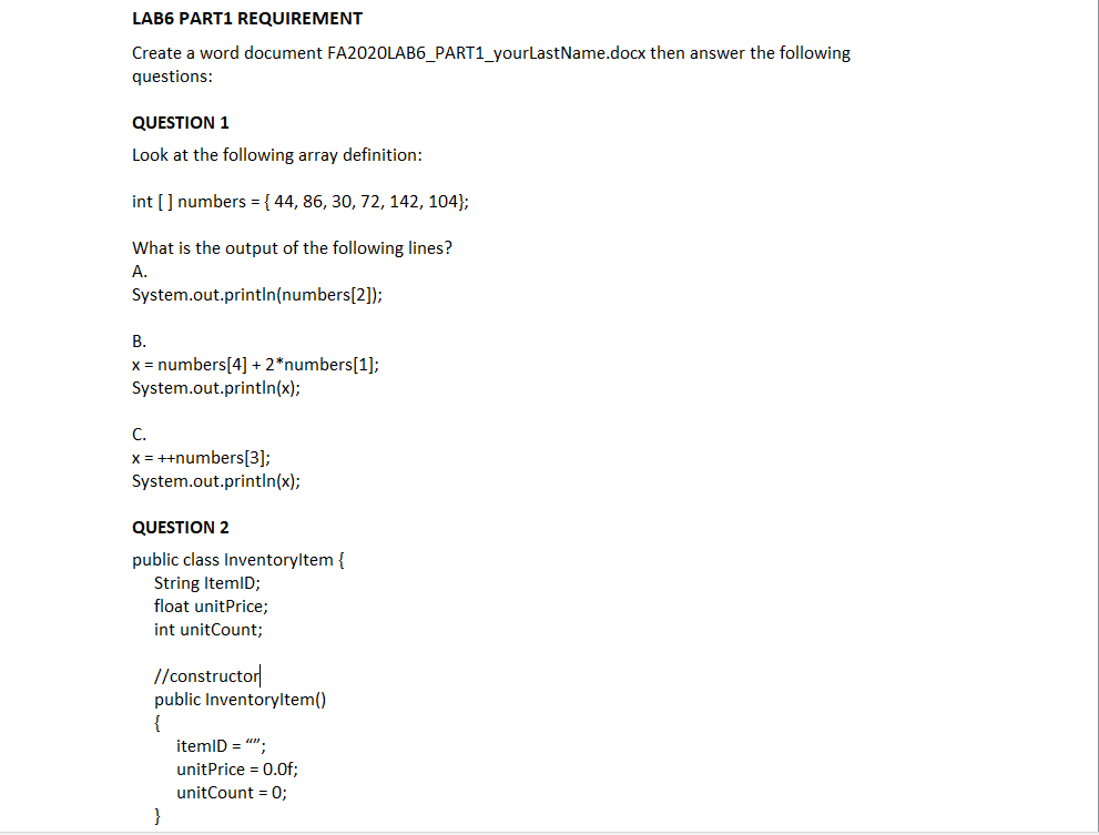 Solved LAB6 PART1 REQUIREMENT Create a word document | Chegg.com