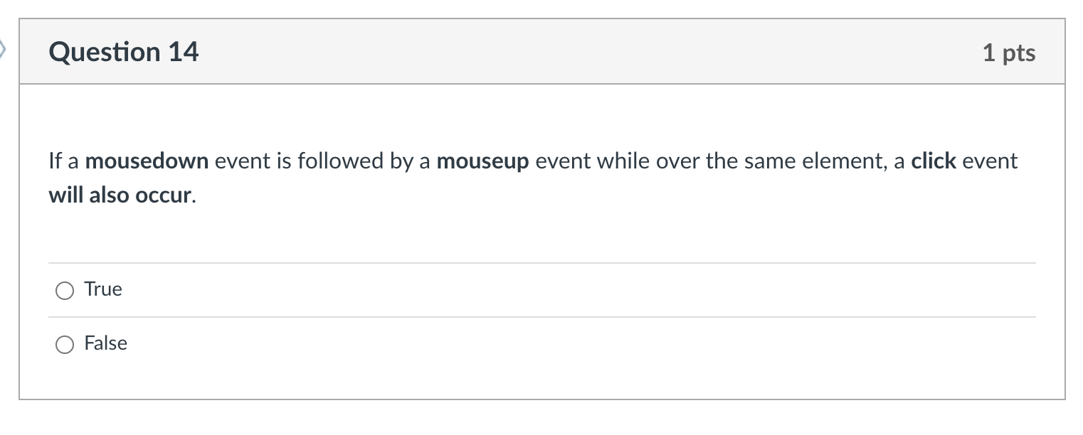 Identify the correct Mouse Events that correspond to | Chegg.com