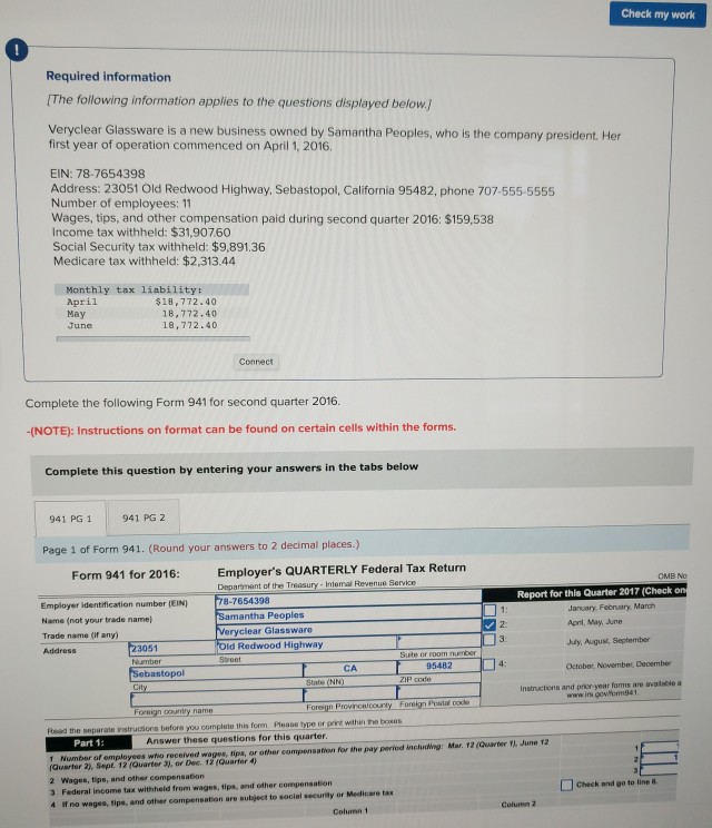Check my work 0 Required information The following | Chegg.com