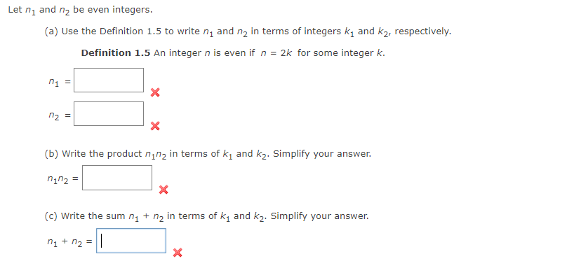 Solved n1 and n2 be even integers. (a) Use the Definition | Chegg.com