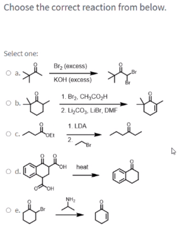 Solved Choose the correct reaction from below. Select one: | Chegg.com
