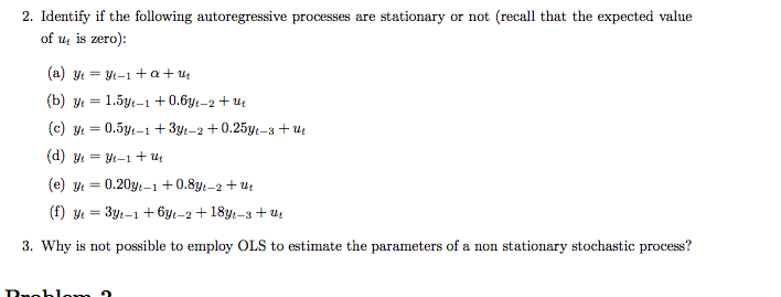 Solved 2 Identify If The Following Autoregressive Processes