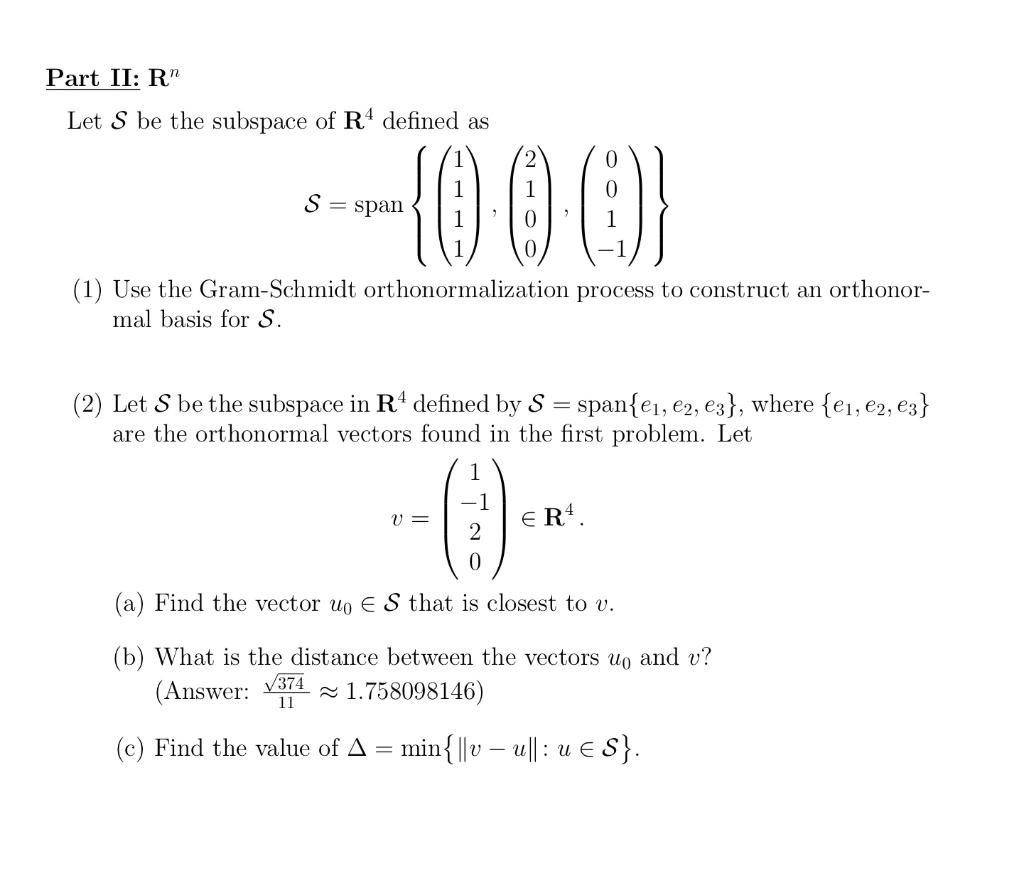 Solved Let S be the subspace of R4 defined as | Chegg.com
