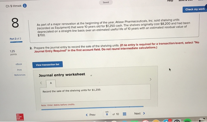 Solved Ch 9 Hmwk Help Save& Exit Submit Seved Check my work | Chegg.com