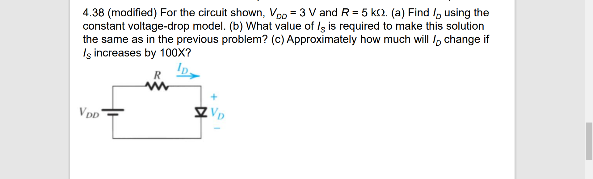 Solved 4.38 (modified) For the circuit shown, Vpp = 3 V and | Chegg.com
