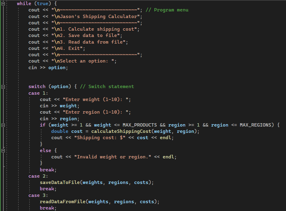 Solved This is my code for a shipping calculator using 2D | Chegg.com