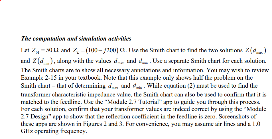 Solved The computation and simulation activities Let Z01=50Ω | Chegg.com