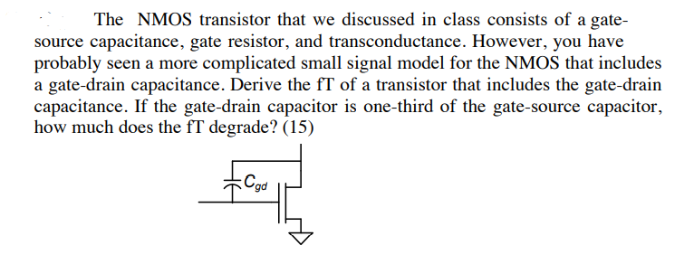 Solved The NMOS transistor that we discussed in class | Chegg.com