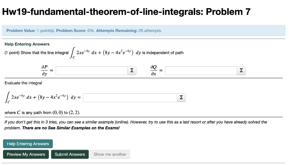 Solved (1 point) Show that the line integral | Chegg.com
